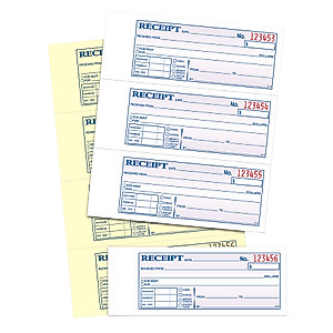 TOPS Money/Rent Receipt Book, 2-Part, Carbonless, 11 x 7-5/8 Inches, 4 Receipts/Page, 200 Sets per Book (46806)