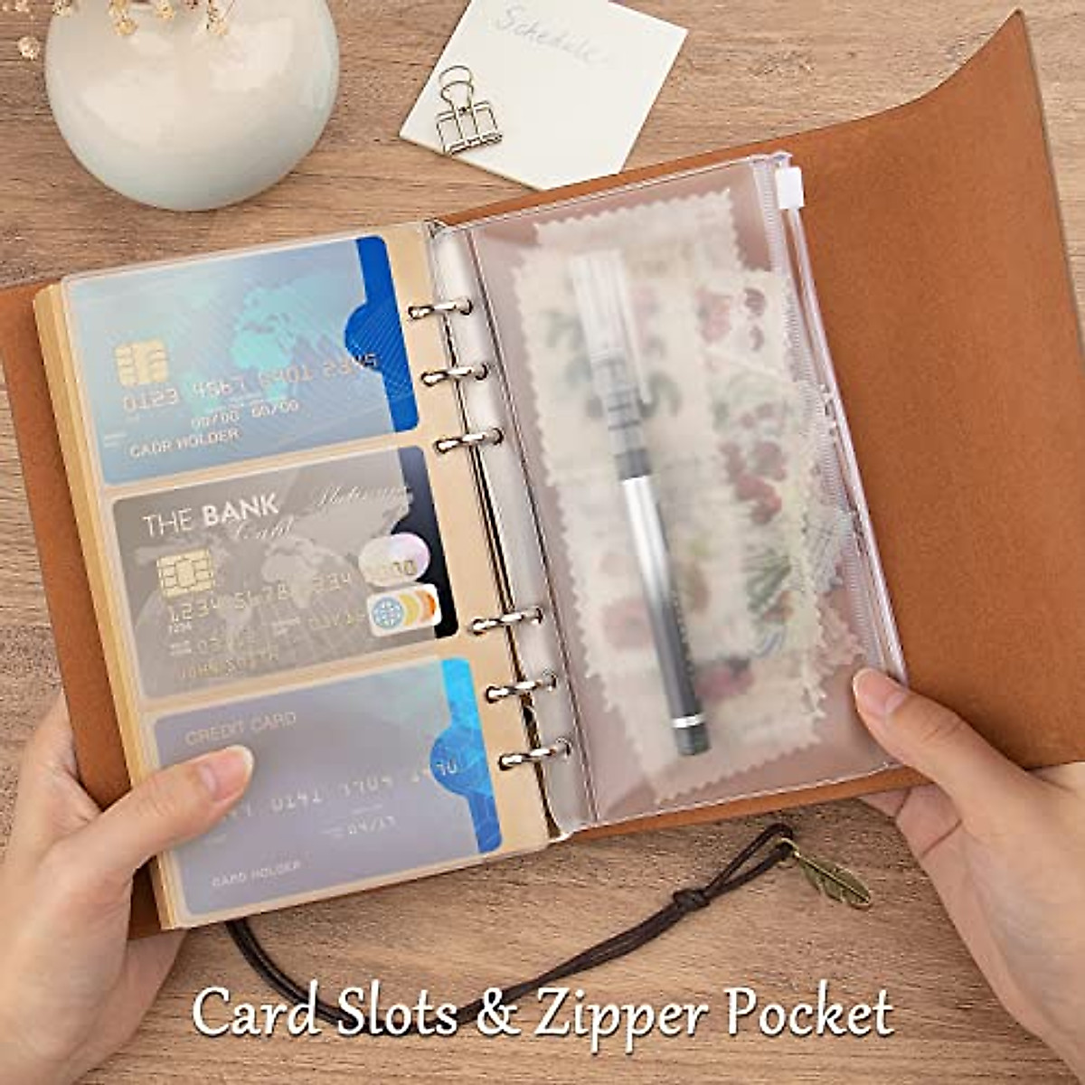 Vintage Leather Refillable Notebook, Hard Cover Retro Journal, 100 Unlined Paper, Pocket Notebook Diaries, Sketchbooks (Grey Magpie) View translation