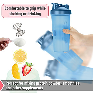 Mr. Pen- Shaker Bottles for Protein Mixes, 28 oz, 2 Pack, Red and Blue, Protein Shaker Bottle with Wire Whisk Ball, Shaker Cup, Mixer Bottle, Protein Shake Bottles, Protein Shake Bottle