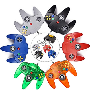 2 Pack 2.4 GHz Wireless Switch N64 Controller, USB Receiver & N64 Receiver, Compatible with Windows PC iOS Mac Raspberry Pi, N64 / Switch Online/NSO - (Rechargeable) (Plug and Play) - Black