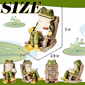 Jetec Miniature Frog Garden Statue Miniature Fairy Garden Outdoor Accessory Figurine Fairy Garden Resin Statues Indoor Figurine for Yard Home Garden Patio and Office Decoration