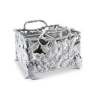 Arthur Court Designs Aluminum Metal Butterfly Silverware/Flatware/Utensil Caddy Holder 8 inch Square 7 inch Tall
