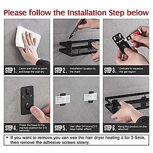 DUFU Shower Shelves Bathroom Caddy Organizer with Hooks, No Drilling Adhesive Wall Mount Carbon Steel Storage Rack for Bathroom, Kitchen and Toilet - 2 Pack