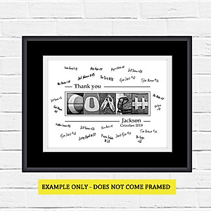 Personalized Coach Gift - Football Coach Gift with room for player's signatures - End of Season Coach Gift 11x14 print with border for signatures