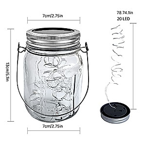 Hanging Solar Mason Jar Lights,ZQX 2 Pack 20 Led String Hanging Mason Jar Lanterns for Outdoor,Great Decor Light for Outside Patio Garden Yard Fence Wedding Table,Hangers and Jars Included（Multicolor）