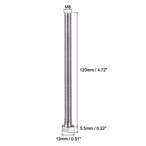 uxcell M8x120mm Hex Bolts 304 Stainless Steel Hexagon Screw Bolt 4pcs