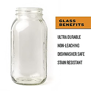 County Line Kitchen - Cold Brew Mason Jar iced Coffee Maker, Durable Glass, Heavy Duty Stainless Steel Filter, Flip Cap Lid - 64 oz (2 Quart / 1.9 Liter), With Handle