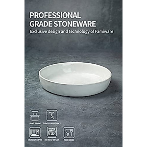 famiware 4 Pieces Pasta Bowls Set, 8.5 inch Salad Bowls, Large Capacity, Bowl Sets with Brown Speckled Perfect for Your Friend for Housewarming, Thanksgiving, White