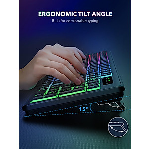 Wireless Keyboard and Mouse Backlit, Quiet Light Up Keys, Tilt Legs, Sleep Mode - Rechargeable USB Cordless Combo for Computer, iMac, PC, Laptop - by SABLUTE, Black