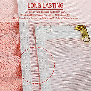 Tenrai Laundry Bag Mesh Wash Bag，Use YKK Zipper，Tote Bag Bathroom Hanging, Bra Fine Mesh Wash Bag for Underwear 3 Bags（3L Cellular Mesh）