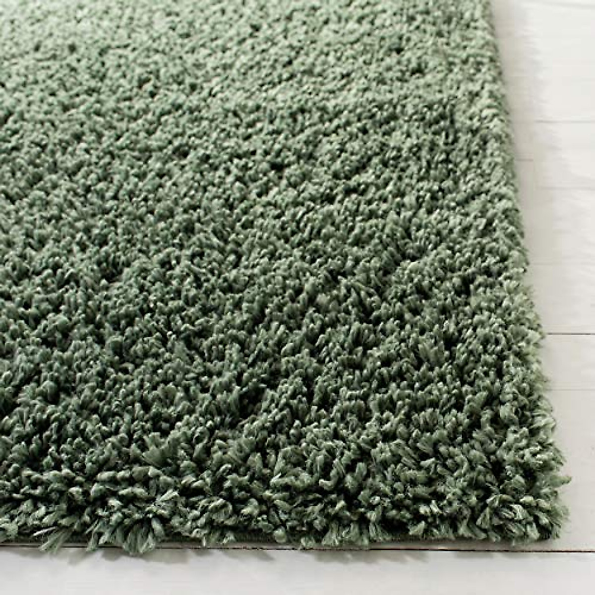SAFAVIEH August Shag Collection 5'3" x 7'6" Green AUG200Y Solid Non-Shedding Living Room Bedroom Dining Room Entryway Plush 1.5-inch Thick Area Rug
