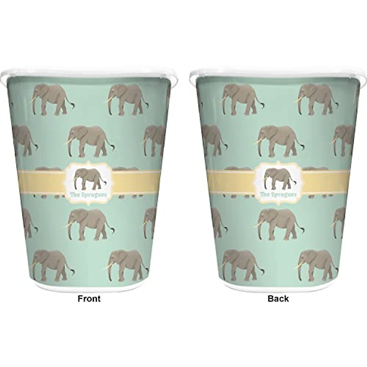RNK Shops Elephant Waste Basket - Double Sided (White) (Personalized)