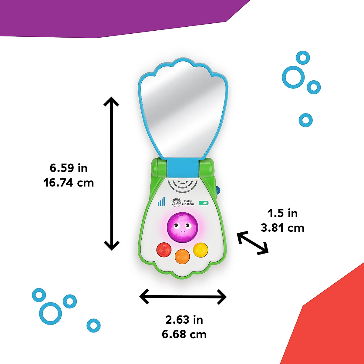 Baby Einstein Ocean Explorers Shell Phone Musical Toy Telephone, Ages 6 Months and up