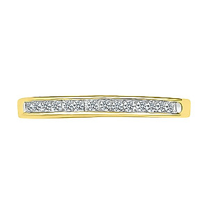 DGOLD 10KT Yellow Gold Round Diamond Anniversary Ring (1/10 CTTW), 8.5