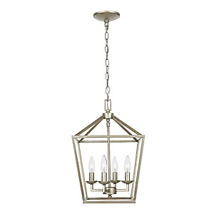 Home Decorators Collection Weyburn 4-Light Antique Silver Leaf Caged Chandelier