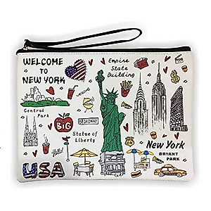 Girls & Women Large Fashion Cute New York Souvenir Zipper pouch Travel Cosmetic Bag Hand Bag Makeup Purse (JP-330133B)