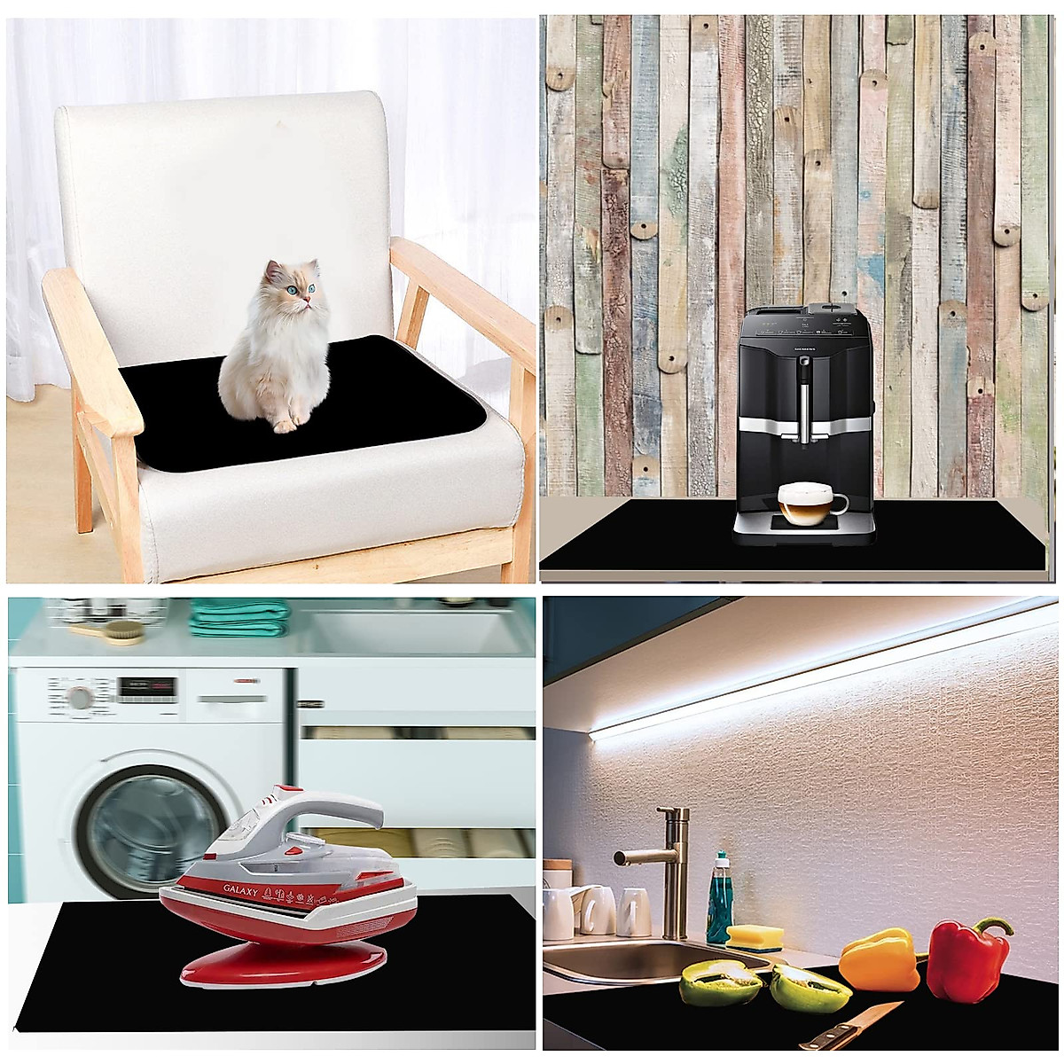 Stove Cover Stove Covers For Electric Stoves Foldable Multipurposeglass Top Protector Thick Natural Rubber Anti-Slip Coating Expands Usable Space (27.9x20 Black)