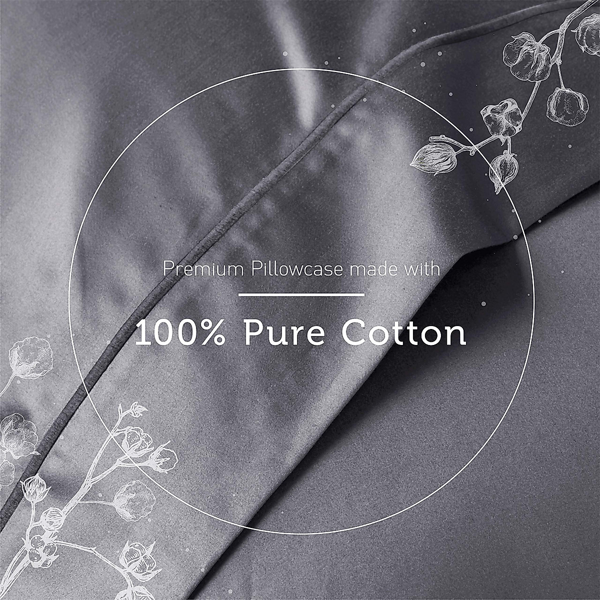 Hyde Lane 1000 Thread Count Cotton Pillowcases 2 Pack, Grey Pillow Cases Queen Size 20x30 inches, Soft and Durable Luxury, Wrinkle Resistant, Pilling Proof