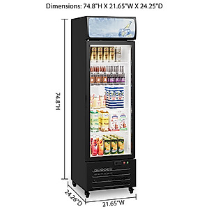GarveeTech Commercial Display Refrigerator with Single Glass Door, 11.5 Cu.Ft Merchandiser Beverage Refrigerators Fridge, Upright Beverage Cooler, Soft Led Light, Adjustable Shelves
