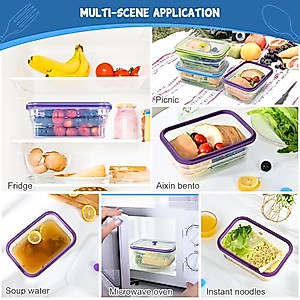 DERUI Collapsible Food Storage Containers, Premium Silicone, BPA Free,Microwave and Oven Safe Container with lids, For Travel, Camping or Baking 1200ml/40.6OZ(Purple,1Pack)