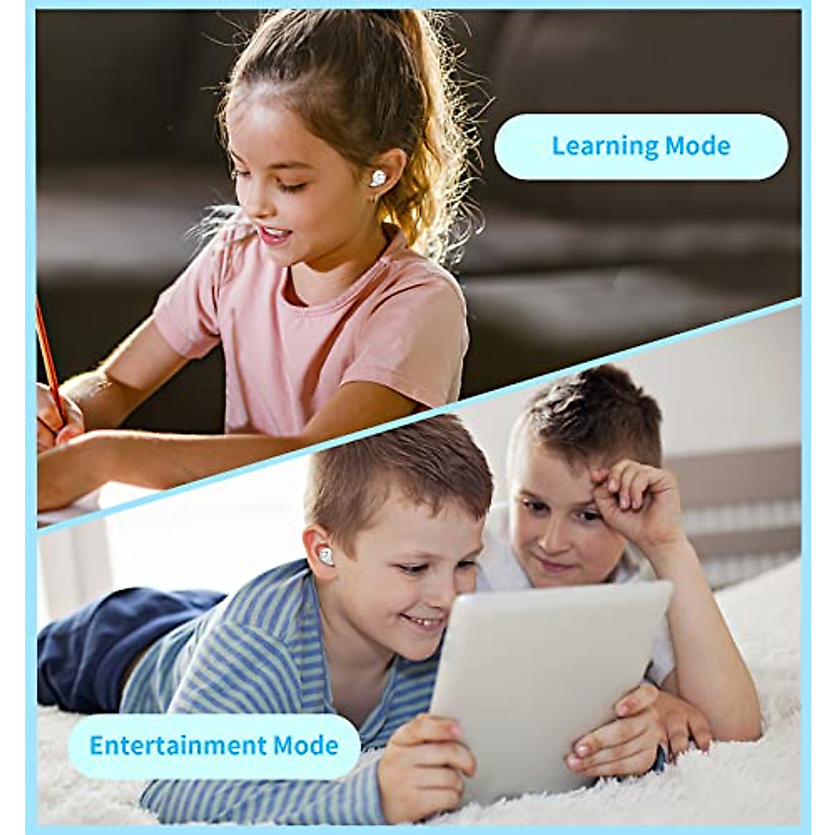 Togetface Kids Wireless Earbuds for Small Ears - Panda Bluetooth Headphones - with Mic and Noise Cancelling, is The Best Christmas, Halloween and Birthday Gift for Kids, Friends, Family and Adults.