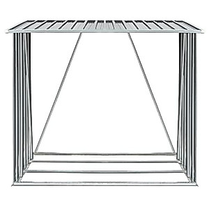 loibinfen Garden Log Storage Shed Galvanized Steel, Multi-Use Shed with Firewood Storage, Firewood Storage Rack Metal for Garden, Farm, Backyard, Lawn, 64.2"x32.7"x60.6" Gray