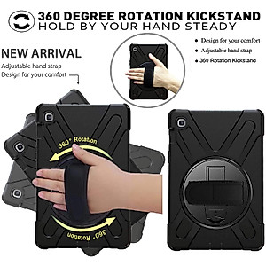 ZenRich Galaxy Tab S5e Case 2019, zenrich SM-T720/T725/T727 Heavy Duty Shockproof Rugged Case with Rotatable Stand Hand Strap and Shoulder Belt for Samsung Galaxy Tab S5e 10.5 inch 2019 Tablet-Black