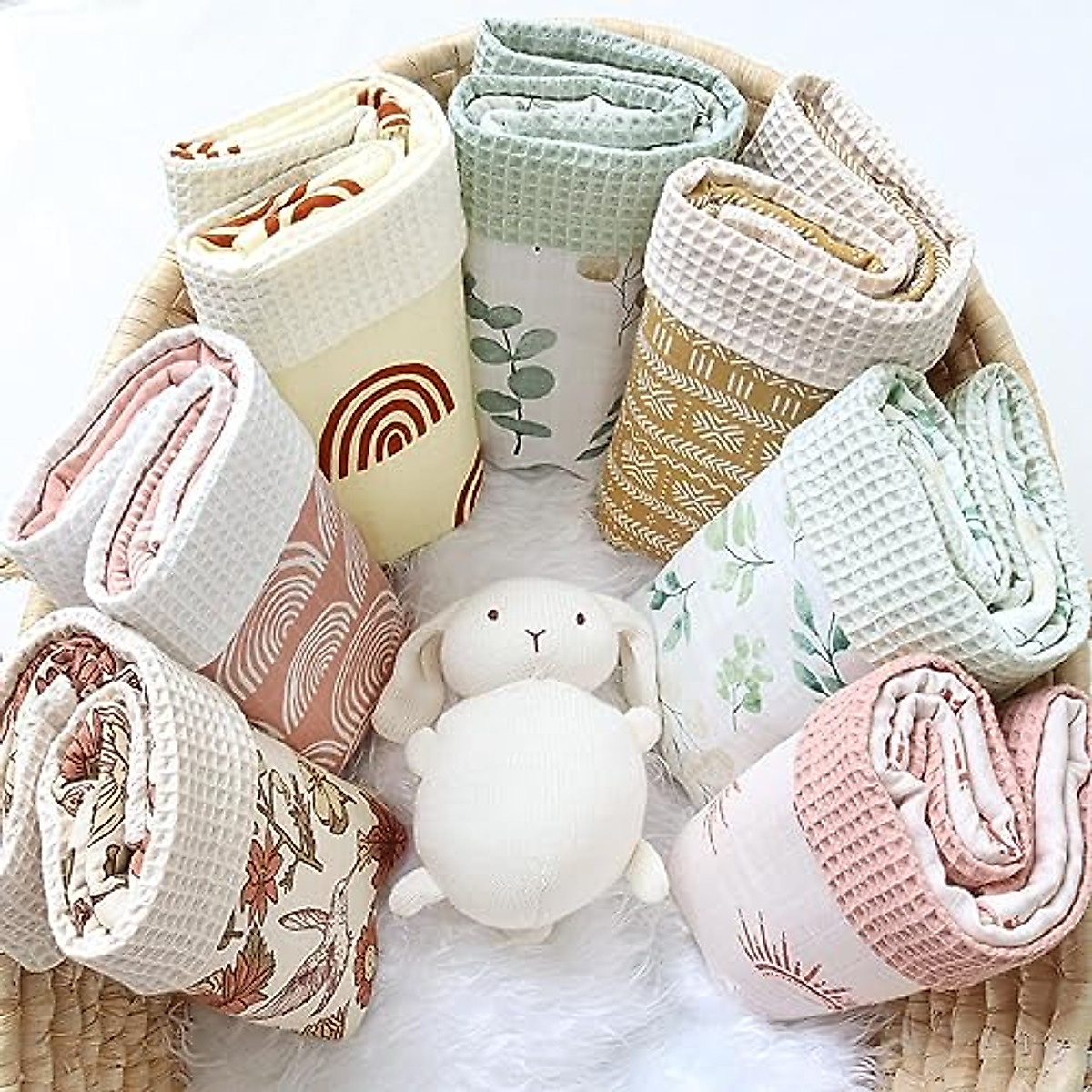 YourFavorite | Baby Blankets Muslin Swaddle Newborn Swaddle Double-Sided Neutral Receiving Blanket Muslin Front Waffle Back Security Crib Small Blanket (Teddy Bears)