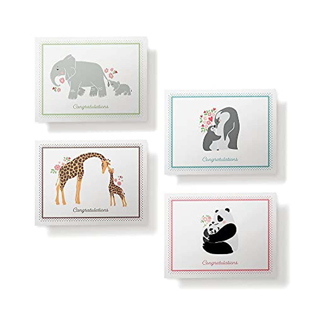 Twigs Paper Baby Shower Congratulations Cards with Envelopes for Mothers, Fathers, and Couples, Set of 12, Personalized Blank Cardstock, Celebration Welcome for Boys and Girls, Made in USA