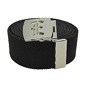 BodyJewelryOnline Old English Initial E Canvas Military Web Black Belt & Silver Buckle 60 Inch