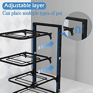 Auroglint 6-Tier Adjustable Pan Organizer, Pot and Pan Organizer for Cabinet, Premium Kitchen Organization & Storage Shelves, Pot Lid Organizer (BLACK)