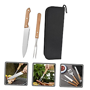 GANAZONO 2 Sets Barbecue and Fork Tools Travel kit Stainless Steel Flatware kit Barbecue Cutter Grilled Serving Fork Brisket Slicing Grill Tool kit BBQ Barbecue Grill Fork