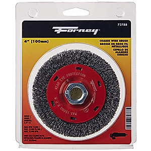 Forney 72788 Wire Wheel Brush, Coarse Crimped with 5/8-Inch-11 Threaded Arbor, 4-Inch-by-.014-Inch