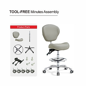 Kastele Ergonomic Home Office Desk Chair - Swivel Adjustable Comfortable Task Chair with Lumbar Support, Foot Ring and Rolling casters for managerial, Executive, Drafting,Computer, Grey