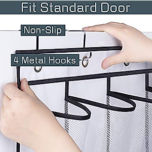 AOODA 28 Large Mesh Pockets Over The Door Shoe Organizer, 4 Tier Long Metal Shoe Organizer for Closet, 2 Item Bundle