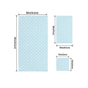 Comforance Easter Bath Towels Set for Bathroom, Soft Absorbent Durable Quick Dry Towel Set of 3 Multifuntion, 1 Bath Towel+1 Hand Towel +1 Washclothe, White Polka Dots Blue Background