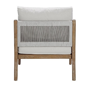 Nathan James Kayden Bohemian Wooden Upholstered Armchair, Outdoor Lounge Chair with Removable Cushion Covers and Solid Acacia Wood Frame, Light Brown