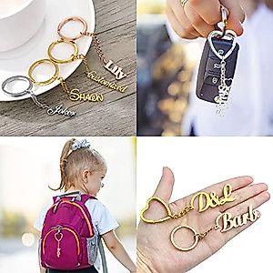 Custom Name Keychain Personalized, Stainless Steel Gold Plated Dainty Engraved Letters Personalized Key Chain,womens (Silver)