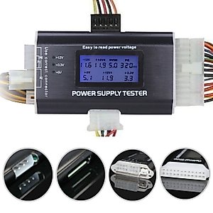 Optimal Shop 20+4 Pin LCD Computer Power Supply Tester for SATA IDE HDD ATX ITX BYI Connectors-Black