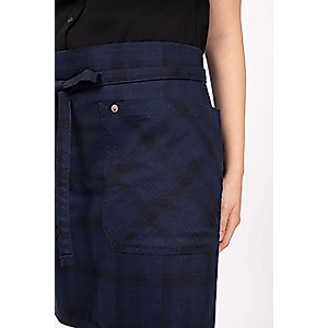 Chef Works Unisex Olympia Half Bistro Apron, Navy, One Size