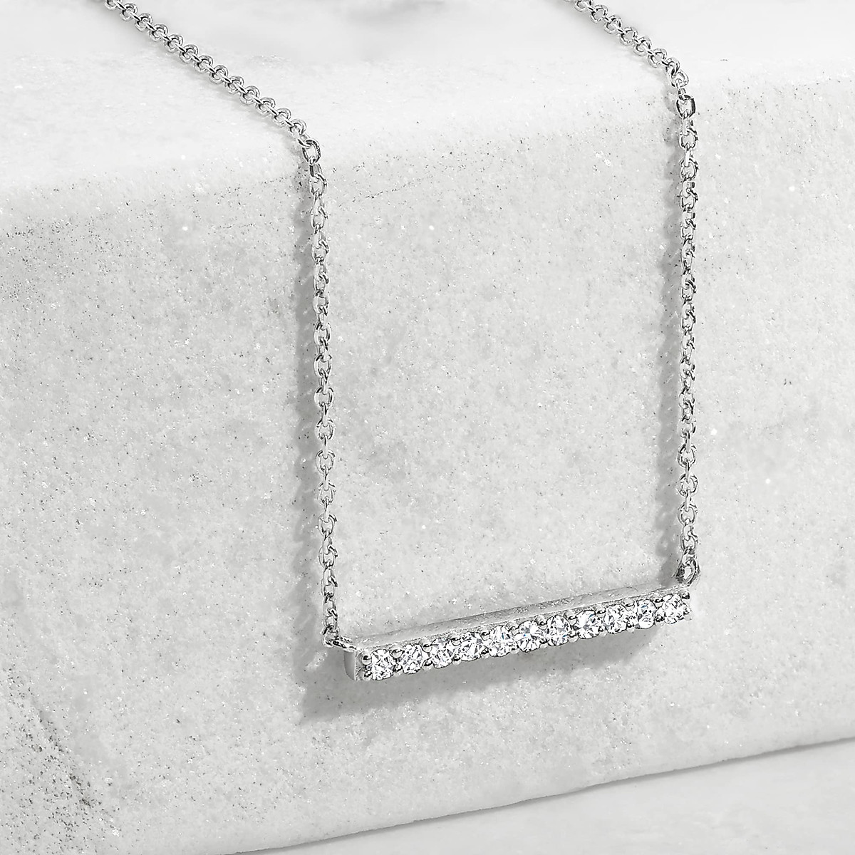 RS Pure by Ross-Simons 0.25 ct. t.w. Diamond Bar Necklace in Sterling Silver. 16 inches