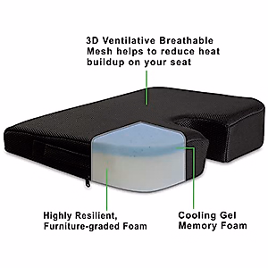 TravelMate Large Medium-Firm Wellness Seat Cushion - 17 x 13 x 3 inches