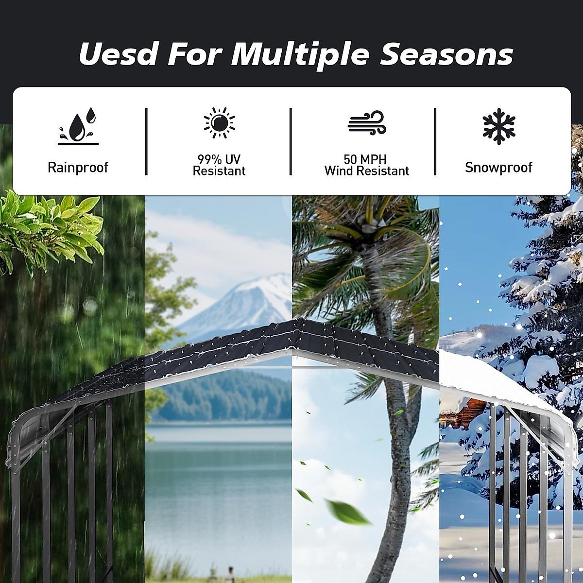 HOMPUS Outdoor Carport, 10'x20' Carport with Galvanized Steel Roof, Heavy Duty Canopy for Garage, Outdoor Garage Car Shelter Shade for Car, Grey