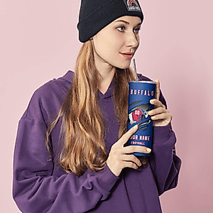 20oz Customs Football City Tumbler with Lid and Straws, Personalized Football GIfts for Fans, Travel Cup Adds Your Name and Number