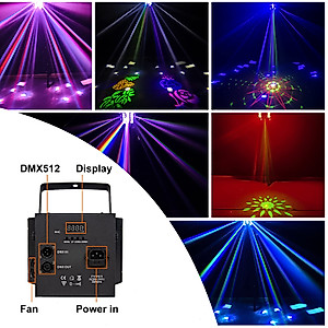 5 in 1 Disco Light DJ Light with Butterfly Beam Wash Pattern Strobe and 3535 LED Effect, Remote and DMX Control for Stage Wedding Bar Karawa Church Disco Show Party Lights...