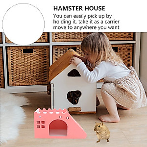 1pc Little Pet Staircase Villa Hamster Habitat Small Hamster Toys Wooden Hamster Hut Novel Hamster House Hamster Villa Pet Supply Small Pets Toys Pet Playing House