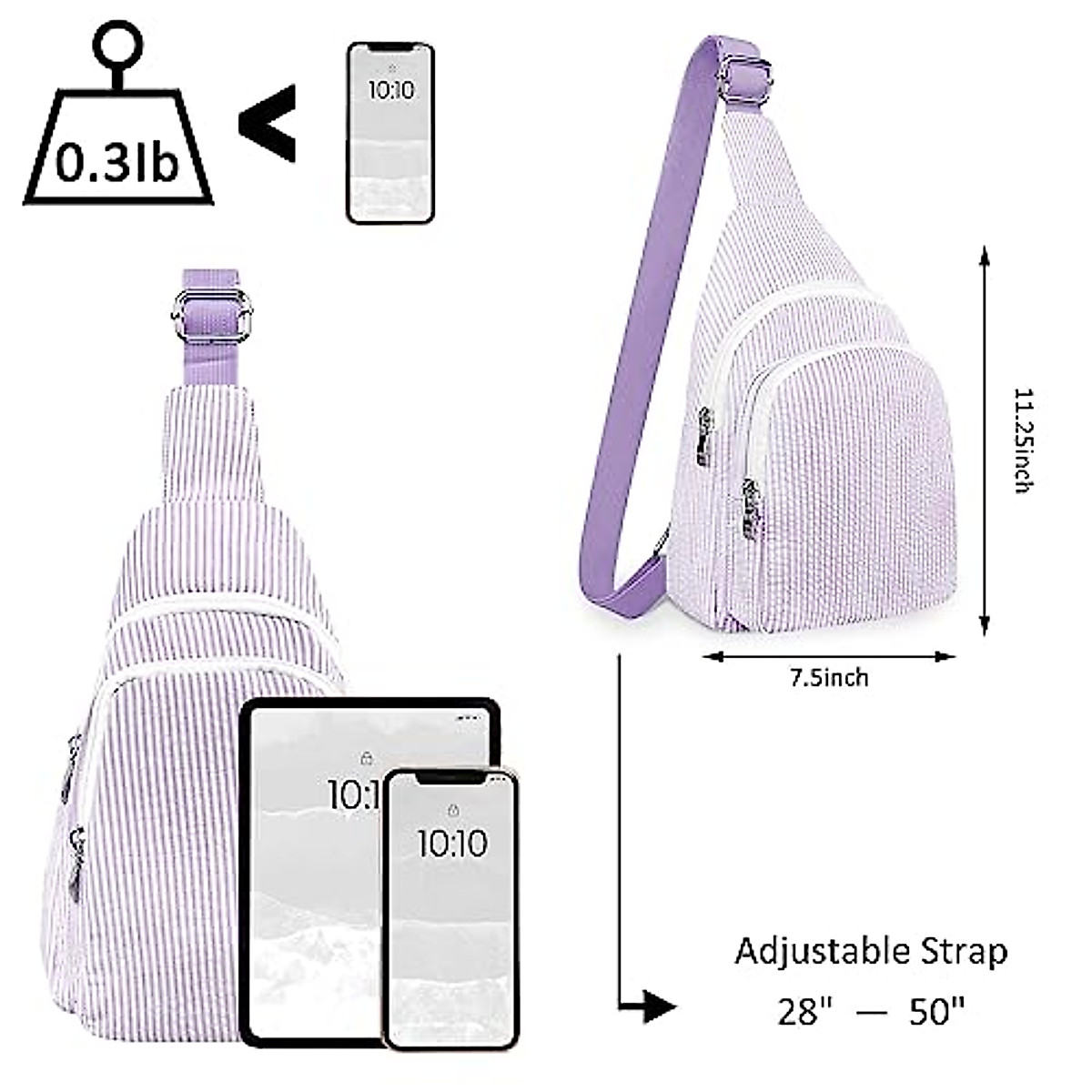 GFU Sling Bag, Crossbody Sling Bag for Men Women, Lightweight Small Seersucker Sling Backpack, Summer Crossbody Shoulder Bag, Breathable Chest Bag Daypack