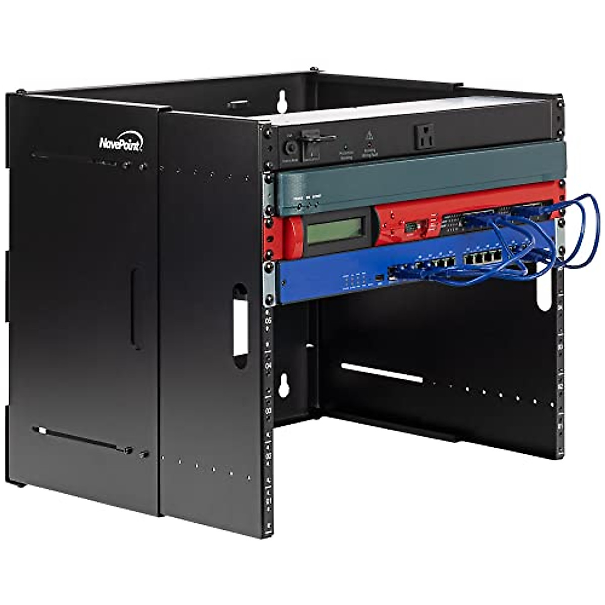 Navepoint 4U Wall Mount Bracket Extendable Network Equipment Rack Threaded Standard 19 Inch