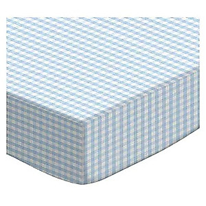 SheetWorld Fitted Square Playard Sheet 37.5 x 37.5 (Fits Joovy) - Sage Gingham Jersey Knit - Made in USA