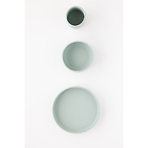 Silicone Dinnerware Set, Plate Bowl Cup, Toddler and Baby (Blue)